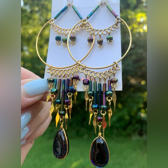 Hand Crafted | Jewelry | Nwt Handmade Beaded Fringe Dangle Earrings ...